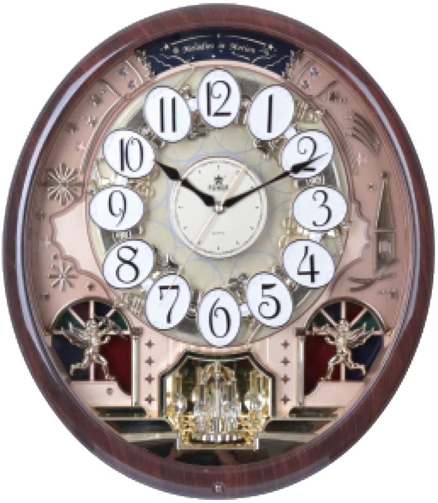 PWR+ Musical Motion Wall Clock | Melodies and Moving Face | Color: Dar ...