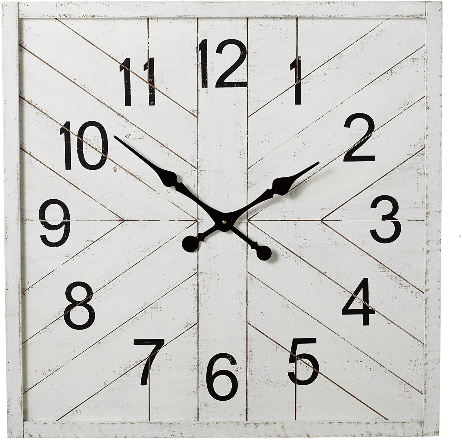 CBK Wood Square Whitewash Shiplap Inlay Wall Clock 158185 – Prime Time Shop